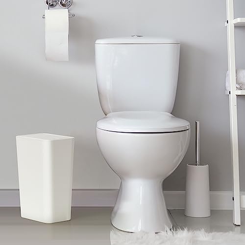 LIANTRAL 3 Pack Bathroom Trash Can with Lid, 2.6 Gallon Small Trash Can with Press Type Lid, Kitchen Trash Can, Garbage Bin Wastebasket for Kitchen, Bathroom, Bedroom, Office, Laundry, White