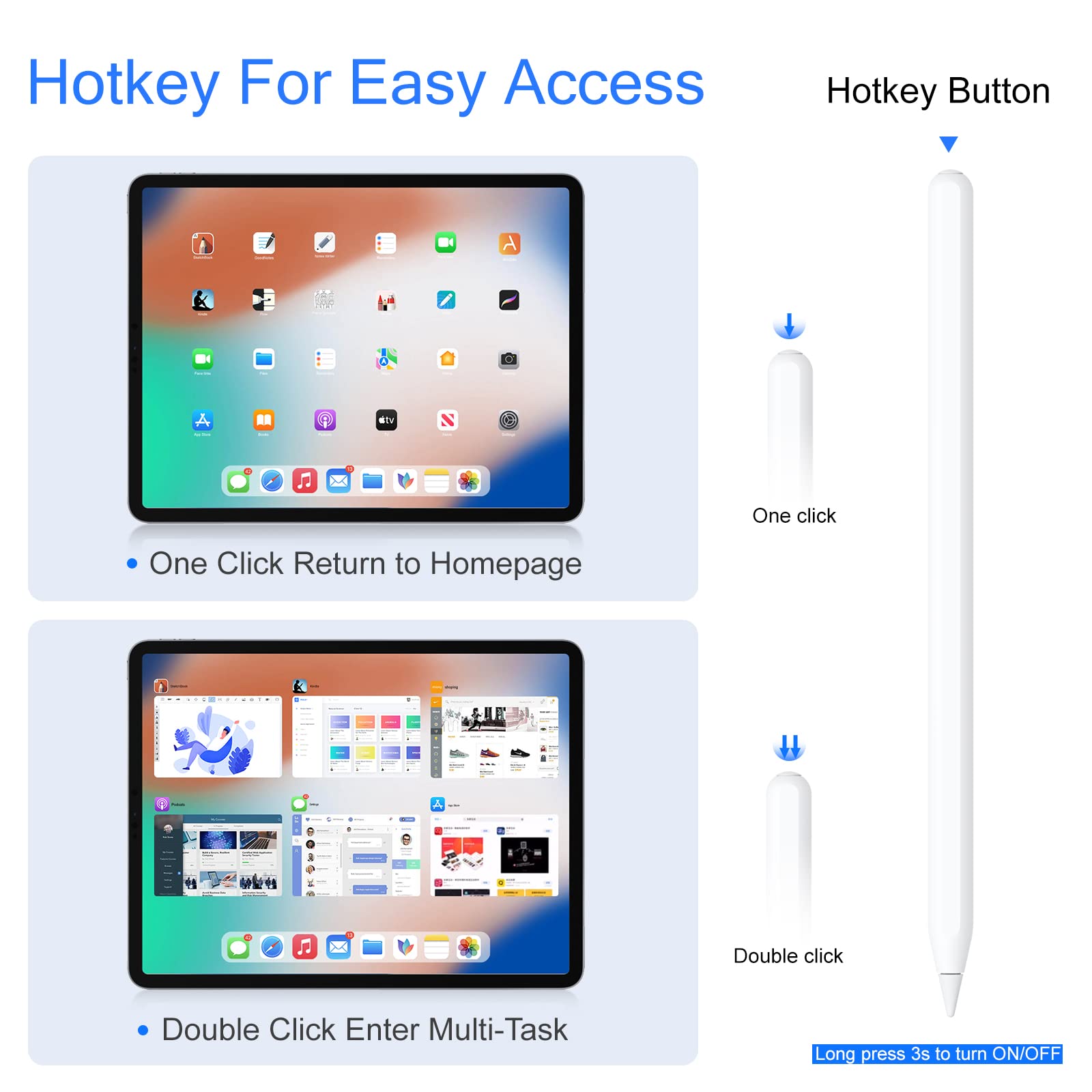 iPad Pencil 2nd Generation with Wireless Charging for ipad with Palm Rejection,Active Stylus Pen Compatible with (2018-2022) Apple iPad Pro11/12.9 Inch,iPad Air 3/4,iPad 6/7/8,iPad Mini 5/6