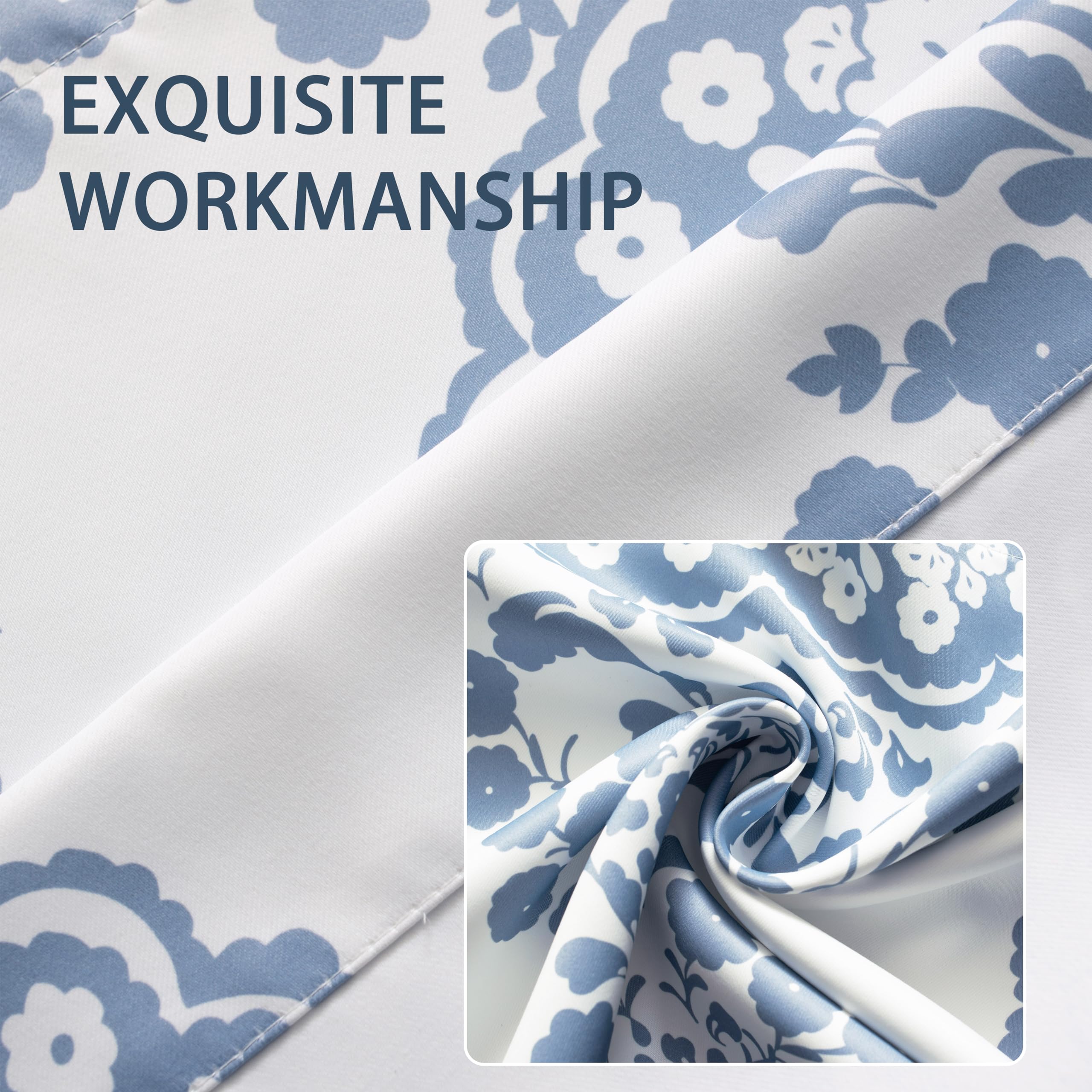 DriftAway Damask Curtains Valances for Windows 2 Pack Farmhouse Style Floral Medallion Patterned Samantha Valance for Living Room Bedroom 52 Inch by 18 Inch Plus 2 Inch Header Dusty Blue