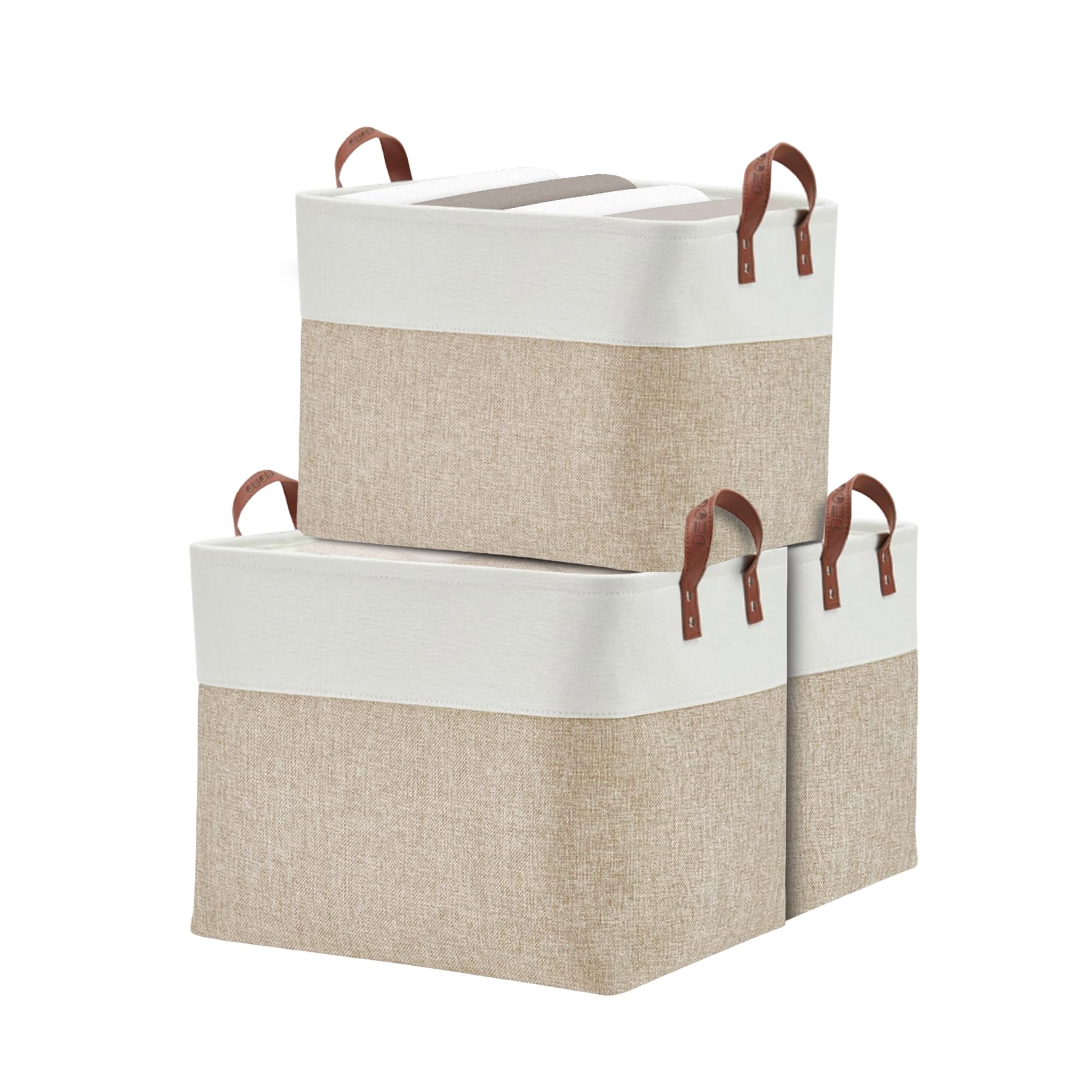DECOMOMO Foldable Storage Bin Collapsible Sturdy Cationic Fabric Storage Basket Cube W/Handles for Organizing Shelf Nursery Home Closet (Jumbo - 19.7 x 15.8 x 11.8) (Pink, Extra Large - 3 Pack)
