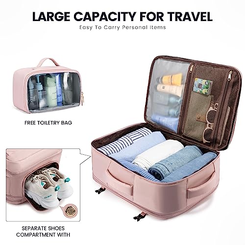 LOVEVOOK Large Laptop Backpack Women,Expandable 30-40L Travel Backpack,Carry On Backpack Flight Approved with Toiletry Bag,Waterproof Backpack Fit 17.3 Inch with USB Charging Port Shoes Compartment