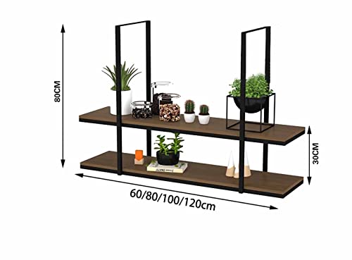 Guuurrrg Ceiling Mount Shelf Industrial Style PB9rrling Mounted Storage Shelf, Bar Kitchen Restaurant Hanging Decorative Flower Stand, 4 Sizes (Black 120 x 30 x 80cm)
