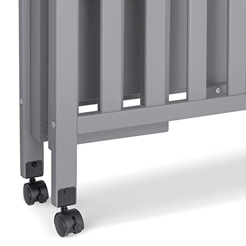 DaVinci Dylan Folding Portable 3-in-1 Convertible Mini Crib and Twin Bed in Grey, Greenguard Gold Certified