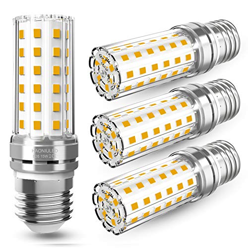 E26 Led Bulb Warm White 3000K,15W LED Candelabra Light Bulbs 150 Watt Equivalent,1500lm,E26 Standard Base Decorative,Decorative Candle,LED Chandelier Bulbs,Non-Dimmable LED 4 Packs