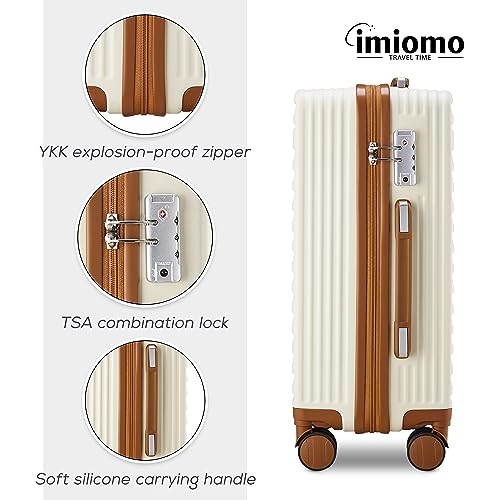 imiono Luggage Sets 3 Piece,Hardside Suitcase Set with Spinner Wheels,Lightweight Travel Carry on Luggage set Clearance with TSA Lock(20/24/28,White)