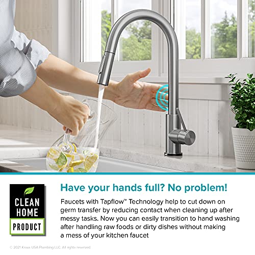 Kraus KTF-3104SFS Oletto Contemporary Single-Handle Touch Kitchen Sink Faucet with Pull Down Sprayer, 16 5/8 Inch, Spot Free Stain