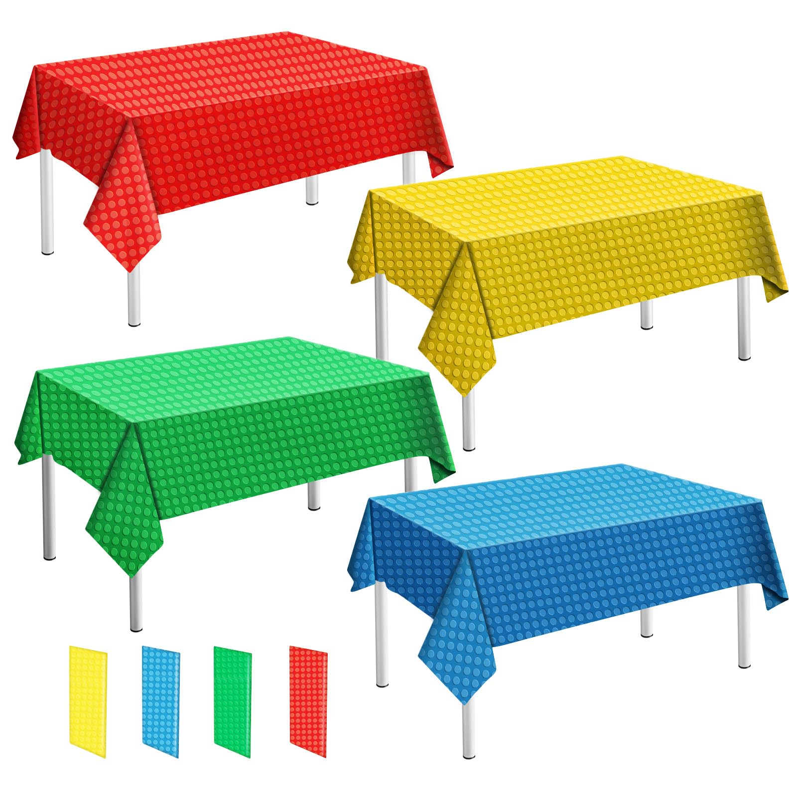 GuoZhiXin 4PCS Building Block Plastic Tablecloths, Disposable Party Table Cloths， Colorful Building Block Birthday Supplies for Kids Birthday Baby Shower Party Decorations, 54inch x 108inch