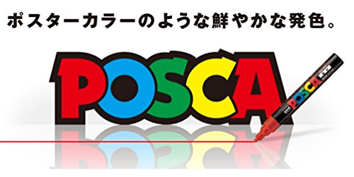 Mitsubishi Pencil Posca PC5M.26 Water-Based Pen, Medium Point, Round Tip, Silver, 10 Pieces