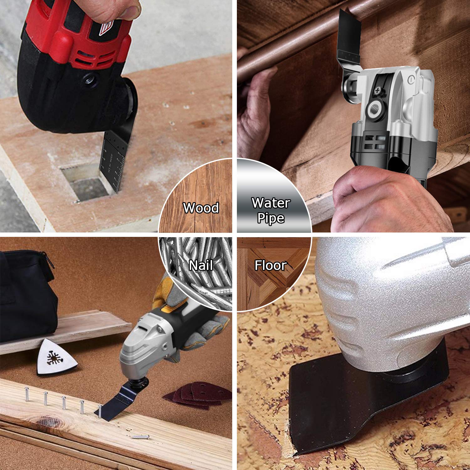 Fannybuy 50 Pack Wood /Metal Universal Quick Release Oscillating Tool Blades Multitool Saw Blade for Fein Multimaster Porter Rockwell Cable Black Decker Bosch Craftsman Dewalt (50 Pack Mixed Ⅱ)