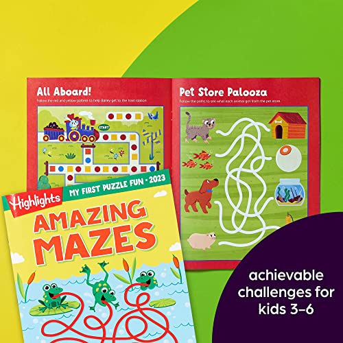 Highlights My First Puzzle Fun 2023 Puzzle Books for Kids Ages 3-6, 4-Book Set of Matching, Mazes, Spot-The-Differences, and More Travel-Friendly Screen Free Brain-Boosting Activities