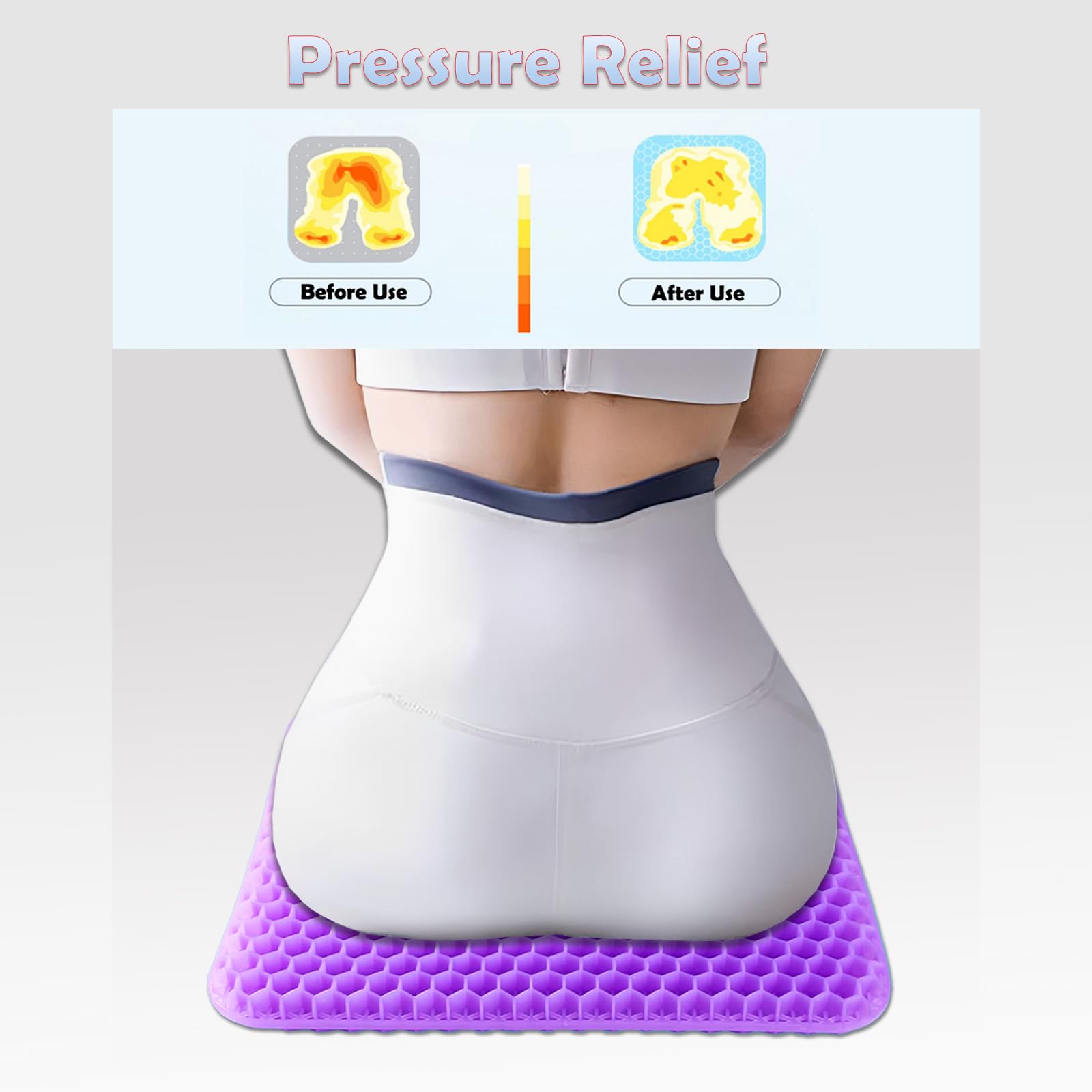 Found Notice Gel Seat Cushion - Cooling, Breathable, and Pressure-Relieving Long Sitting for Office Chair, Home, Car, and Wheelchair Use,Experience Ultimate