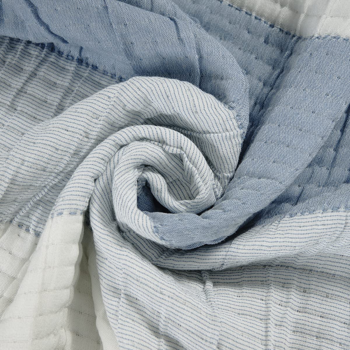DOWN HOME Lyocell Blends Blanket Throw Reversible Super Soft Stripe Blanket Throw 60x80inch Blue