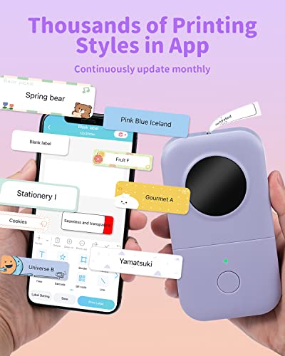 Phomemo Label Makers, D30 Portable Label Printer, Sticker Printer Ideal for School Supplies, Home&Office, Inkless Label Maker Machine with Tape, Multiple Font Styles & Templates, Purple