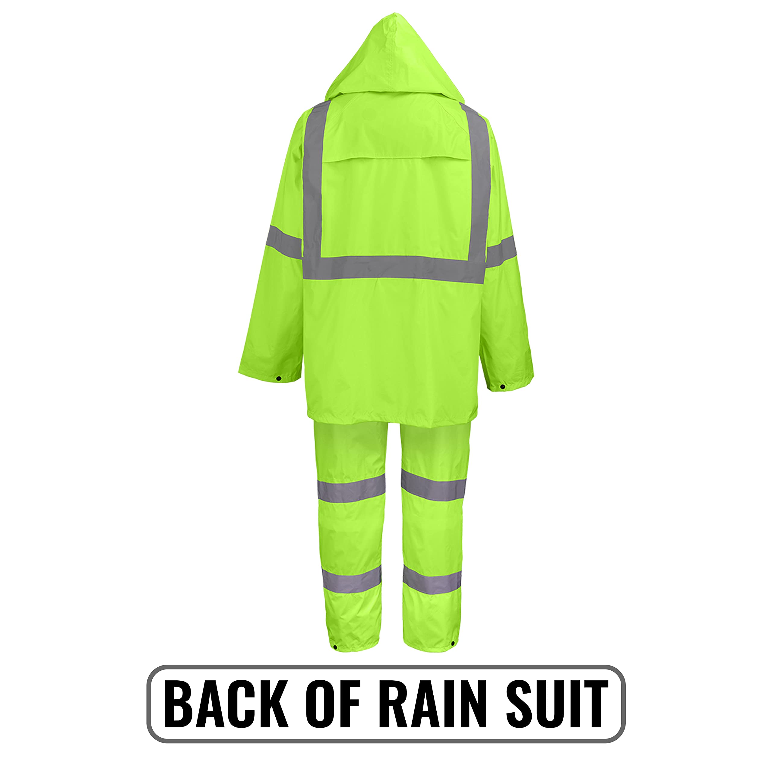 Global Glove - GLO-8000-L GLO-8000 - FrogWear HV - 3-Piece High-Visibility Rain Suit - Large