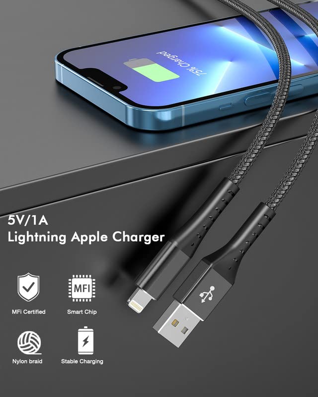 iPhone Charger,Long 10ft Apple Charger for iPhone 2Pack[Apple MFi Certified] Braided Fast Charging Lightning Cable Cord USB Wall Charger Block Plug for iPhone 13 12 11 Pro Max XR XS X 8 Plus 7 SE iPad