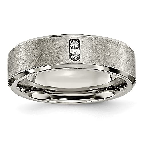 Diamond2Deal Titanium Satin 7mm Round Cut Diamond Engagement Wedding Band Ring
