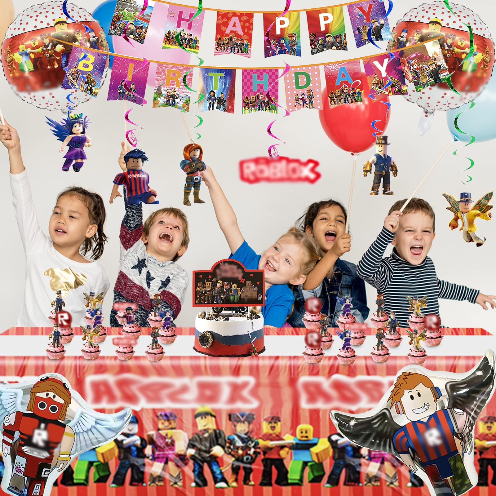 Game Themed Birthday Party Decorations, Party Supplies Include Happy Birthday Banners, Suspension, Cake Decorations, Balloons, Cupcake Decorations,Tablecloths。