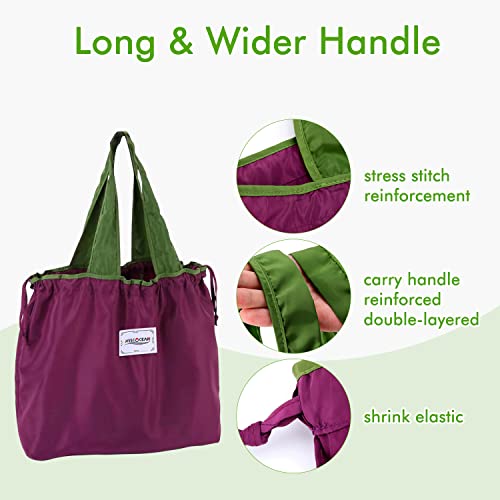 MVSCOCEAN Reusable Grocery Bags, Colorful Shopping Bags,Machine Washable,Foldable,Durable,Lightweight,Set of 3 (Fuchsia,Lake Blue,Purple)