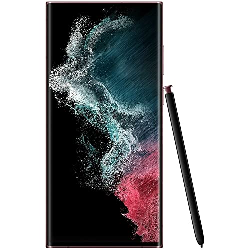 Samsung Galaxy S22 Ultra Smartphone, Factory Unlocked Android Cell Phone, 256GB, 8K Camera & Video, Brightest Display, S Pen, Long Battery Life, Fast 4nm Processor, US Version, Burgundy (Renewed) …
