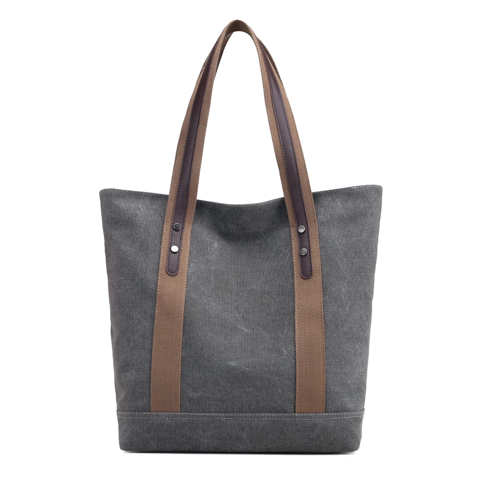 Eamom large vintage bags for women canvas tote bag with zipper shoulder purses and handbags (Grey)