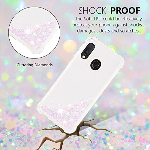 Phone Case Cover Glitter Case Compatible with Samsung Galaxy A20e/A10e Case Compatible with Women Girls Girly Sparkle Liquid Luxury Floating Quicksand Transparent Soft TPU Phone Case Bags Sleeves (Co