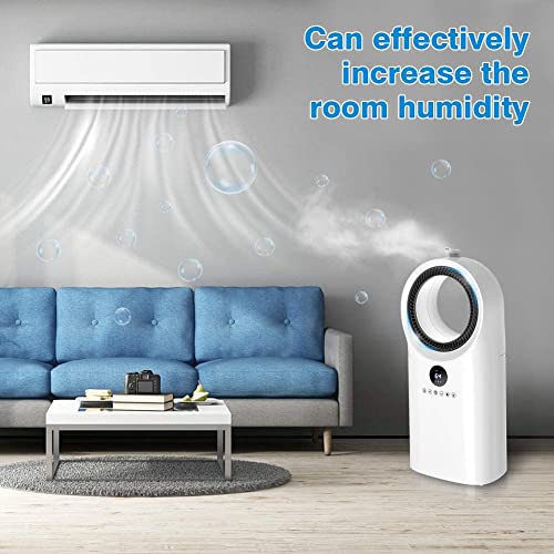 Evaporative Air Cooler, LifePlus 3 in 1 Portable Bladeless Fan with Wheel, Cooling & Humidification Function, Water Swamp Cooler with 1.32 Gallon Water Tank, 12H Timer and Remote Control for Bedroom