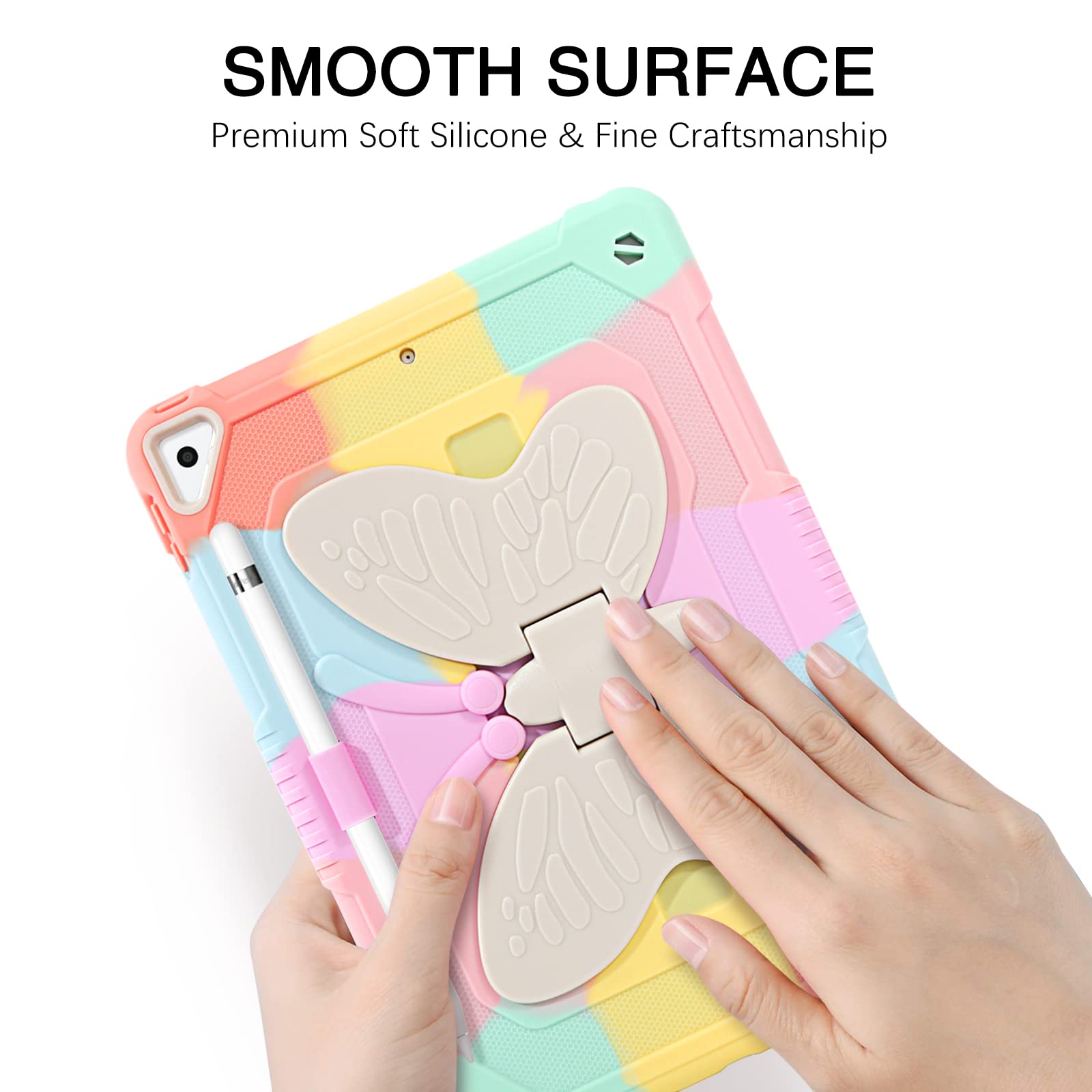 GUAGUA Compatible for iPad Air 2 Case for Kids, iPad 6th/5th Generation Case 2018/2017, iPad Pro 9.7 Case Kickstand Cover 2 in 1 Rugged Shockproof Anti-Scratch Tablet Case with Pen Holder, Colorful