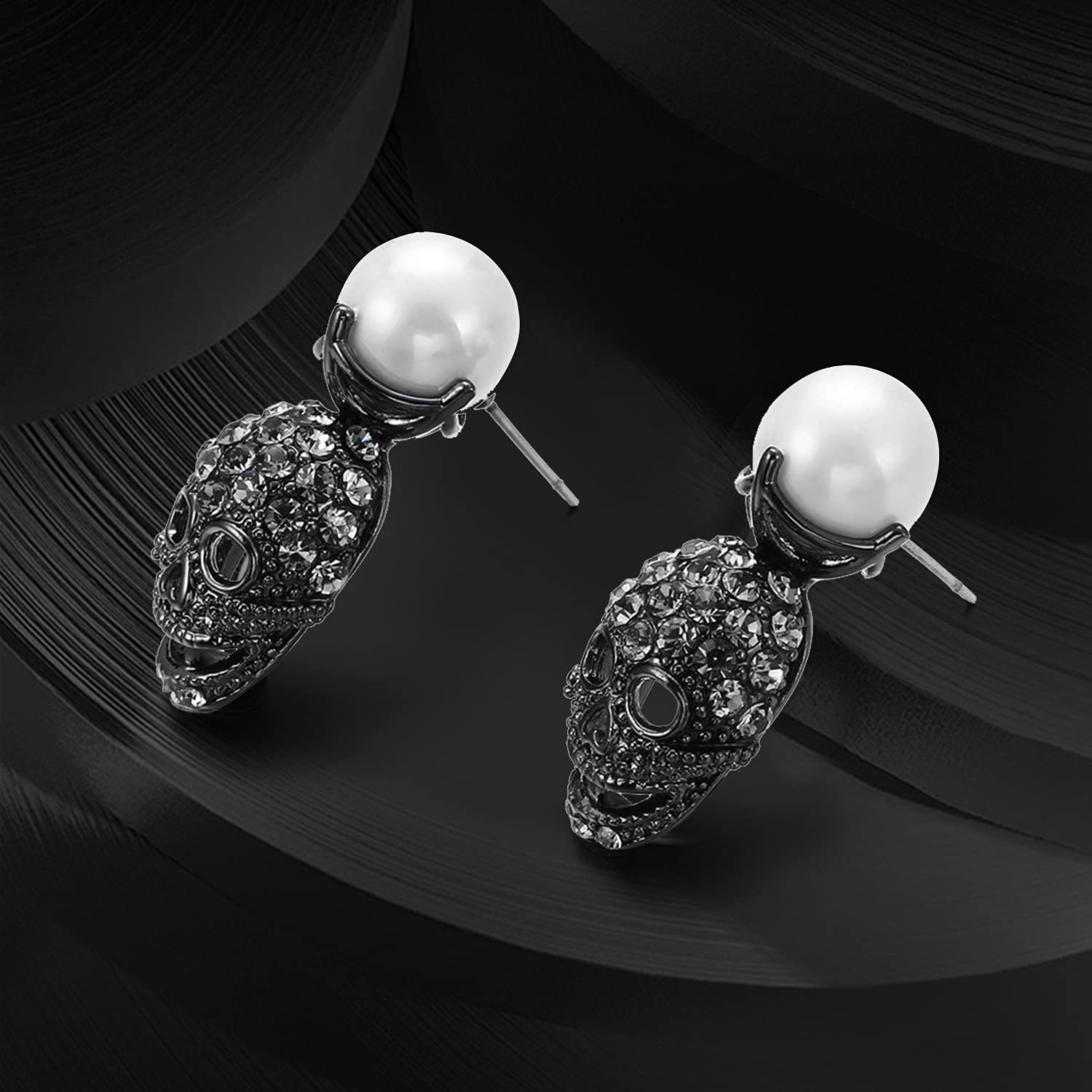 EVBEA 2 Pcs Cute Skull Studs Women Gothic Cool Skeleton Jewelry Candy Earrings for Women