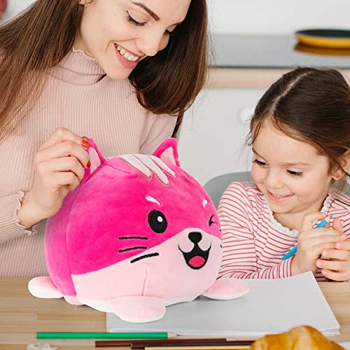 Reversible Cat Plushie Cute Stuffed Animals Flip Baby Super Soft Plush Toy Show Your Happy Sad Mad Angry Mood Without Saying a Word
