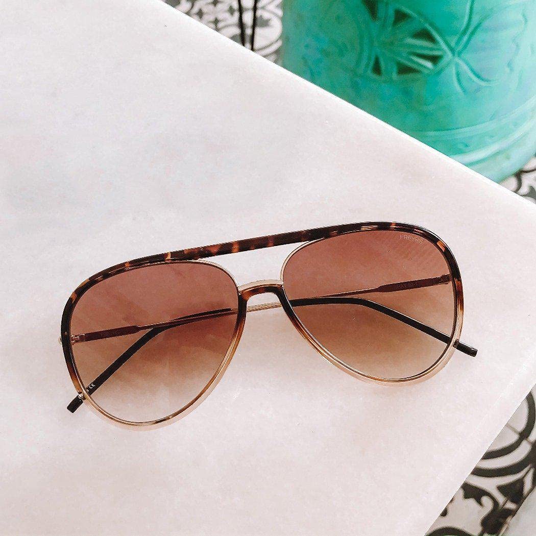 FREYRS Shay Designer Fashion Lightweight Aviator Sunglasses for Women Eyewear (Tortoise)