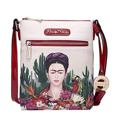Frida Kahlo Cactus Collection Licensed Crossbody Bag (Beige/Red)
