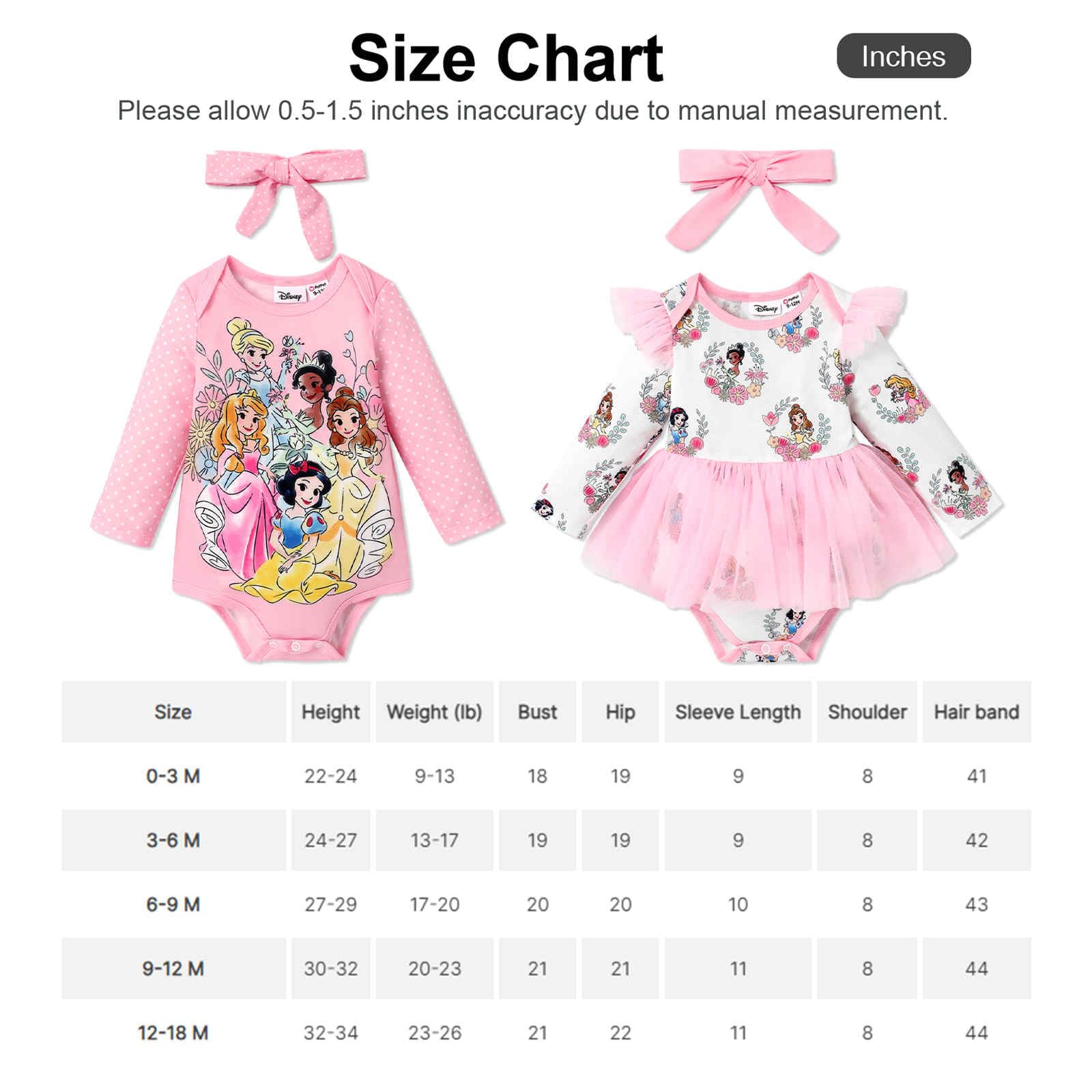 Disney Princess Baby Girl Bodysuit Cotton Flutter-sleeve Mesh Romper with Headband Set, Pink-2, 3-6 Months