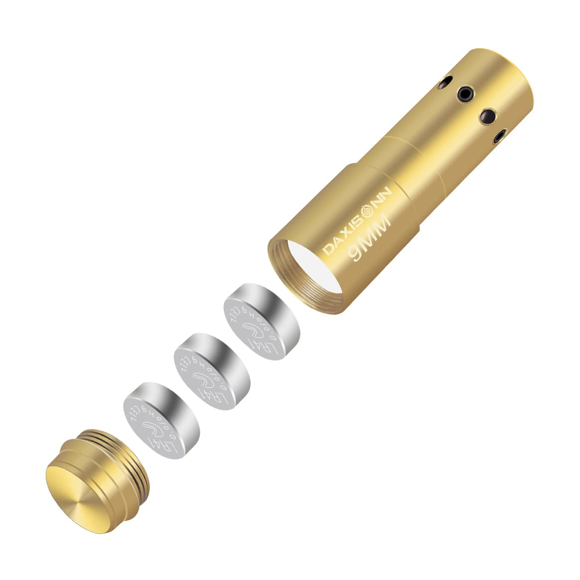 DAXISONN Laser Bore Sight 9mm Bore Sighter Red Laser Boresighter Bore Site Tool for Fast Zeroing with Two Sets of Batteries (3 Batteries/set)