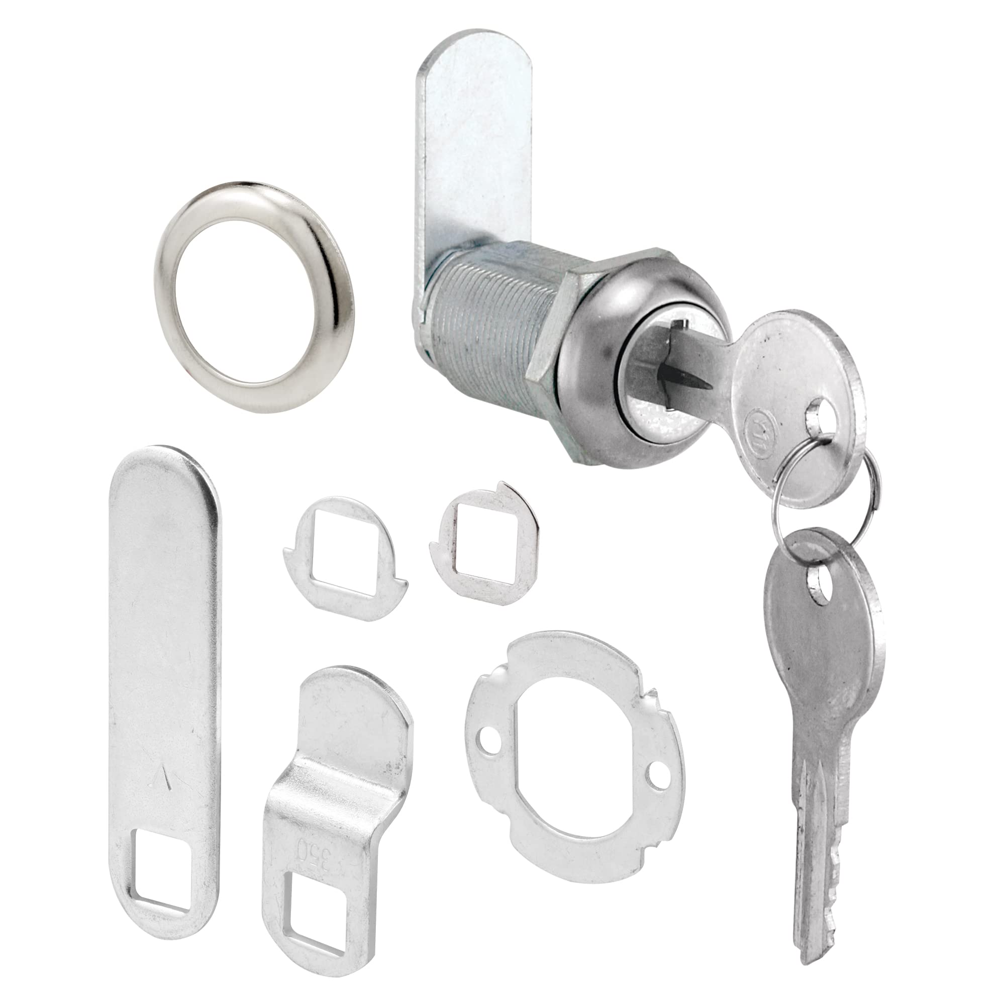 Defender Security U 9945 Drawer and Cabinet Lock β Diecast Stainless Steel, Fits on 13/16β MaxPanel Thickness & Defender Security U 9950 Drawer and Cabinet Lock, 1-3/8 Inch, Stainless Steel, 1 in