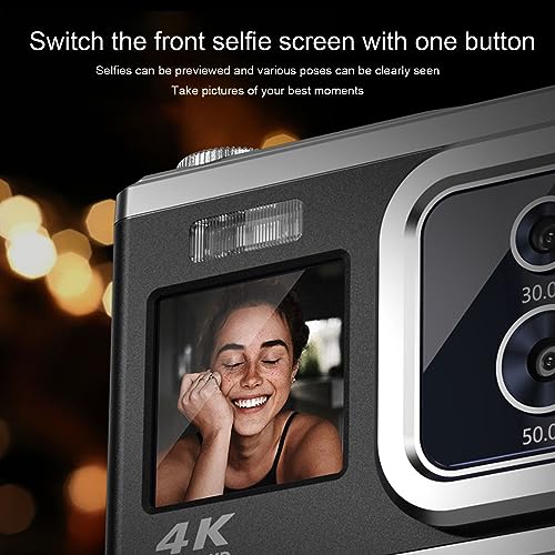 Digital Camera, Compact Digital Camera 50MP and 30MP 2 IPS Screen for Home (Black)