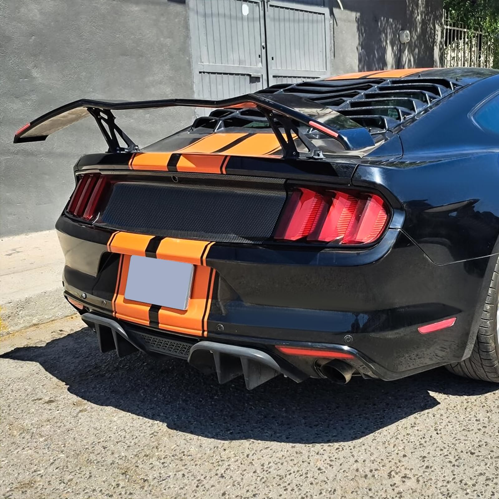 ECOTRIC Trunk Decklid Trim Panel Compatible with 2015-2023 Ford Mustang Trunk Boot Rear Center Lid Cover Trim - Carbon Fiber Style