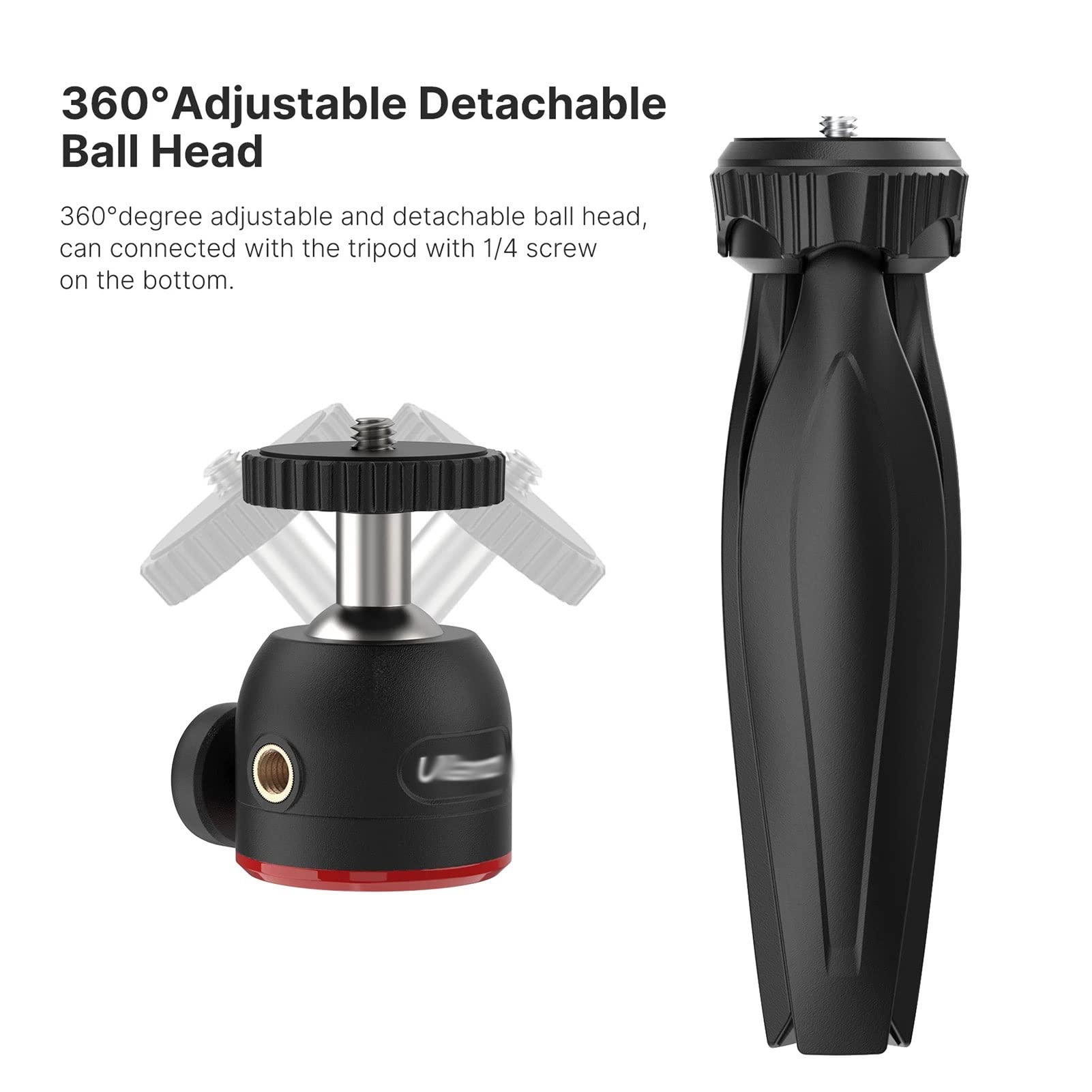 DSFEOIGY Tabletop Mini Camera Tripod for Phone Stand 1/4 Inch Screw 1.5kg Load Capacity for DSLR Action Camera Live Streaming (Color : Black)
