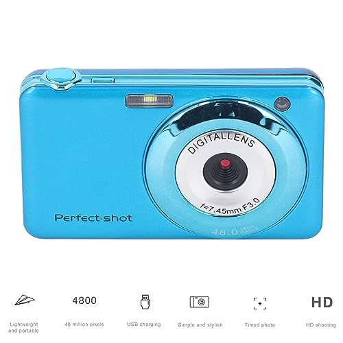 Digital Camera, 2.7in 48MP 8X Digital Zoom Point and Shoot Camera, Video Camera with Anti Shake Vlogging Camera for Night, Portrait, etc (Blue)