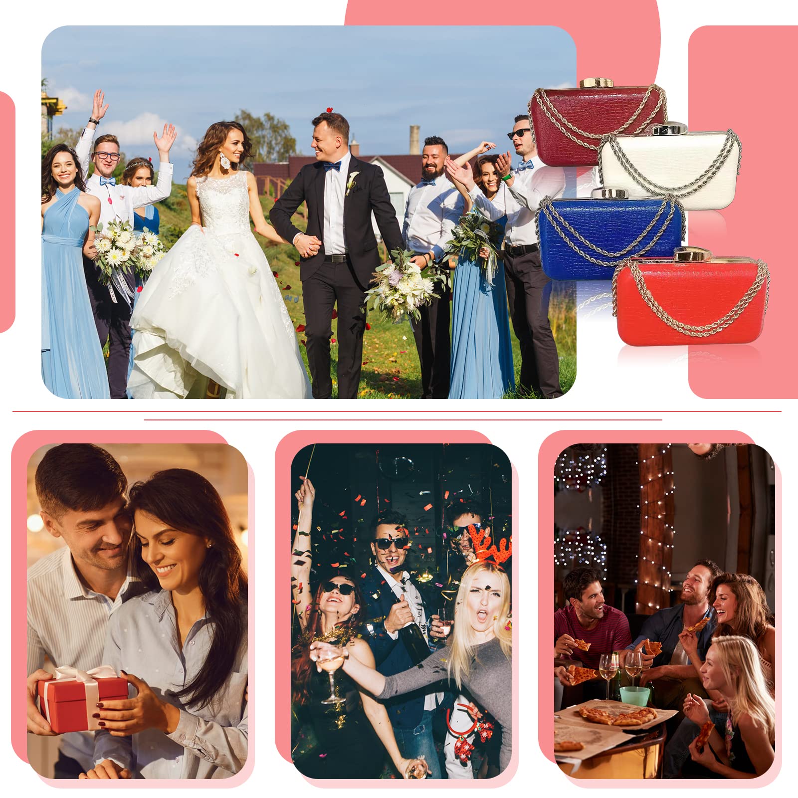Evening Bag - Small Clutch Purses for Women Wedding - Women's Evening Handbags Formal Crossbody Evening Clutch (White)