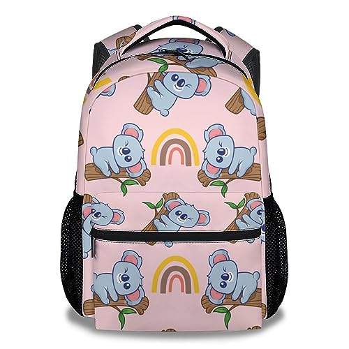 WARMRUG Koala Girls Backpack for School, 16 inch Pink Backpacks for Kids, Cute Lightweight Bookbag for Middle School