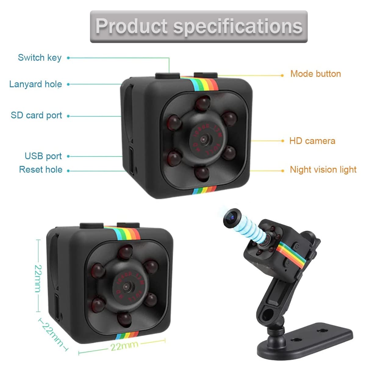 Home Camera,1080P, Motion Recording, Suitable for Family Indoor Outdoor Office