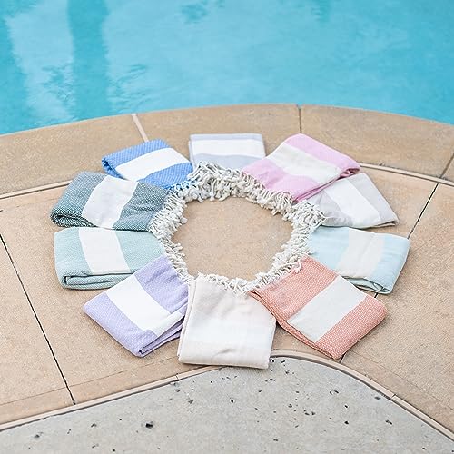 Turkish Beach Towel 100% Cotton Peshtemal Travel Camping Bath Sauna Beach Gym Pool Blanket Gift Quick Dry Sand Free Beach Towel - Blue