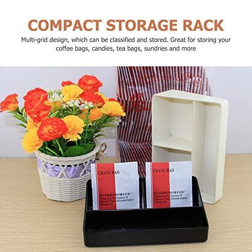 Tofficu 3 Compartment Coffee Condiment Holder Coffee Holder Storage Organizer Coffee Sugar Tea Bags Holder for Breakroom Office Home use