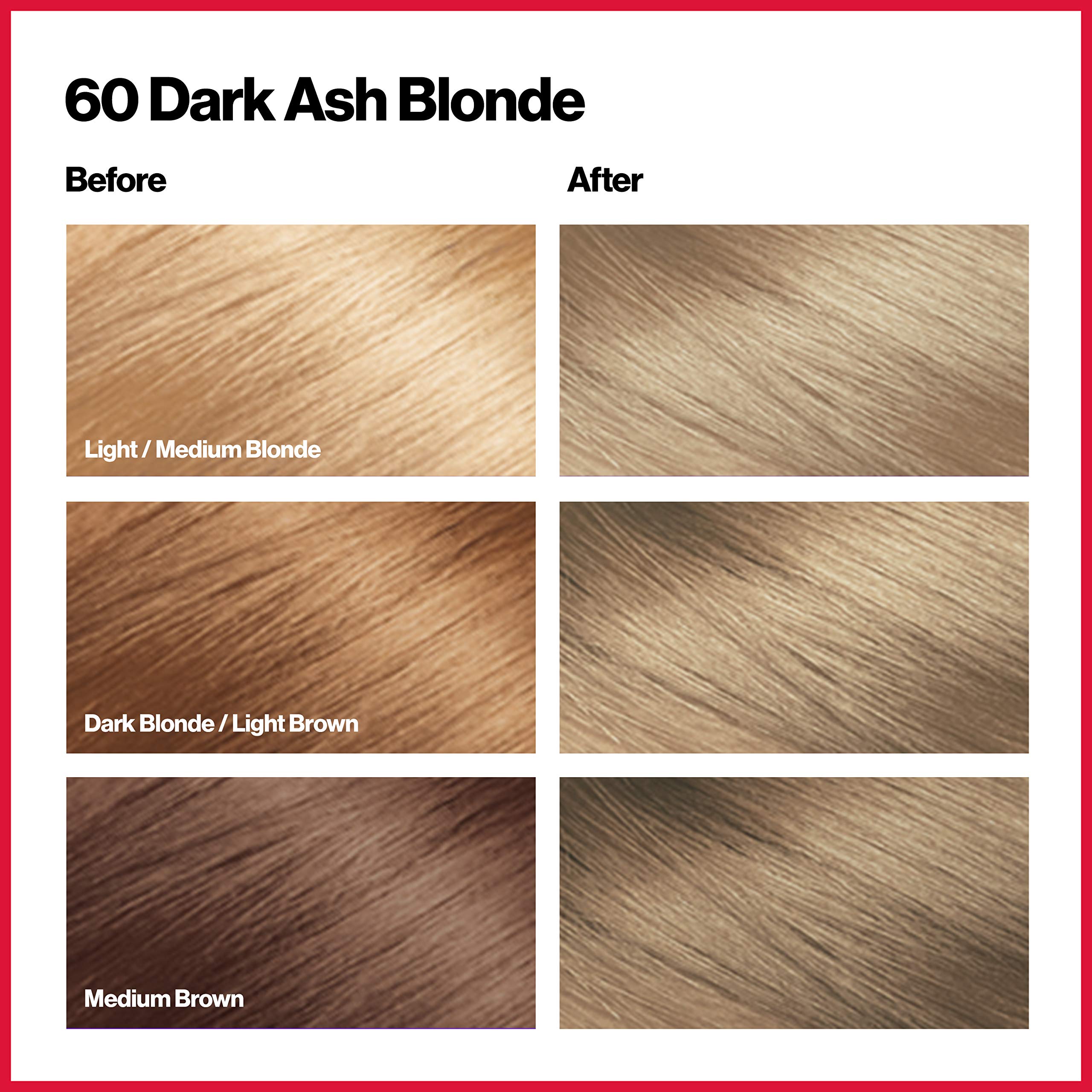 Revlon Permanent Hair Color, Permanent Hair Dye, Colorsilk with 100% Gray Coverage, Ammonia-Free, Keratin and Amino Acids, 60 Dark Ash Blonde, 4.4 Oz (Pack of 1)