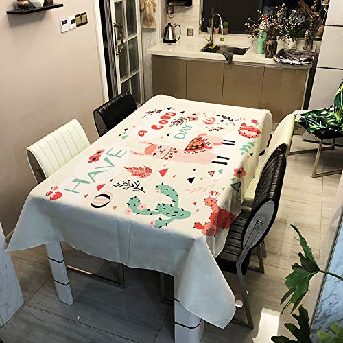 Home Christmas Decoration Natural Flowers Cute Cartoon Pattern Tablecloth New Year Rectangle Table Cover Picnic Mat A8 140x210cm