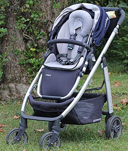 Farnodbaby Infant Baby Stroller Insert Compatible with UPPAbaby VISTA CRUZ MINU G-Link G-Luxe + Stroller Organizer Set | Affordable Stroller Accessories Set | Bundle: 4 Items (Grey-Black)