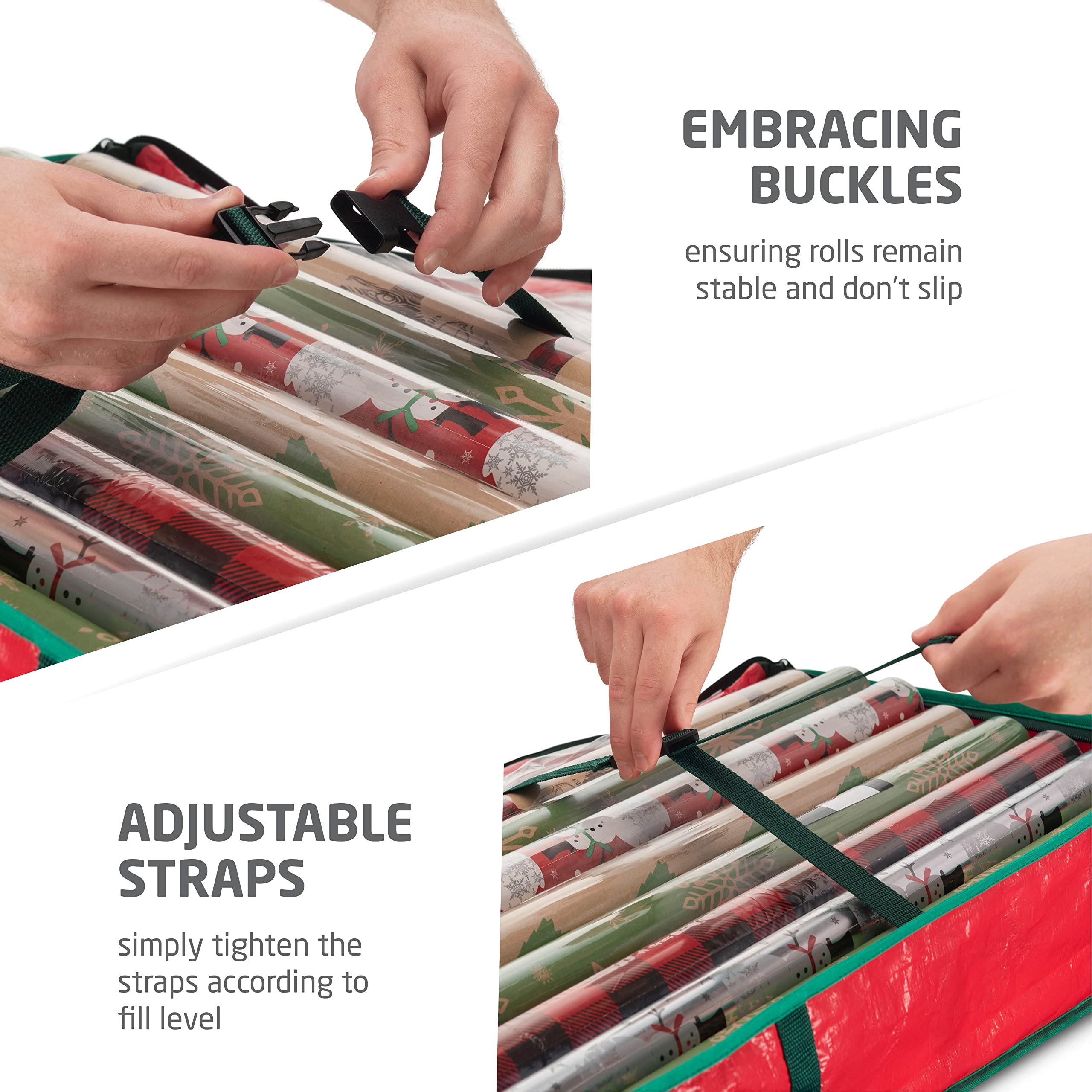Zober Polythene Storage Bag for Gift Wrapping, Inner Pockets, Storage Box for Gift Paper and Holiday Accessories, 40 Inches Long - Tear Resistant Fabric