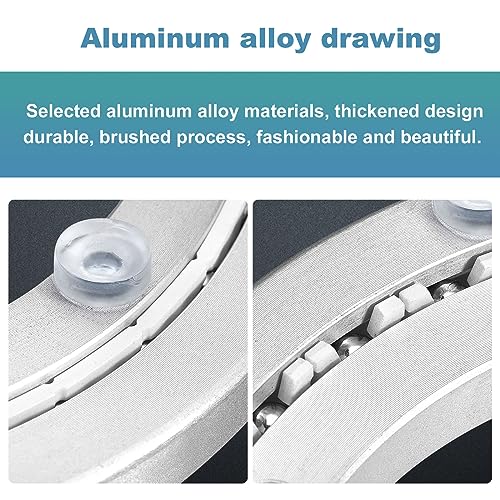 MECCANIXITY Aluminum Lazy Susan Turntable Ring Large Bearing Metal Rotating Turntable Bearings Swivel Plate Hardware 16 Inch Mute for Round Dining-Table Showcase Display Stand Services Silver