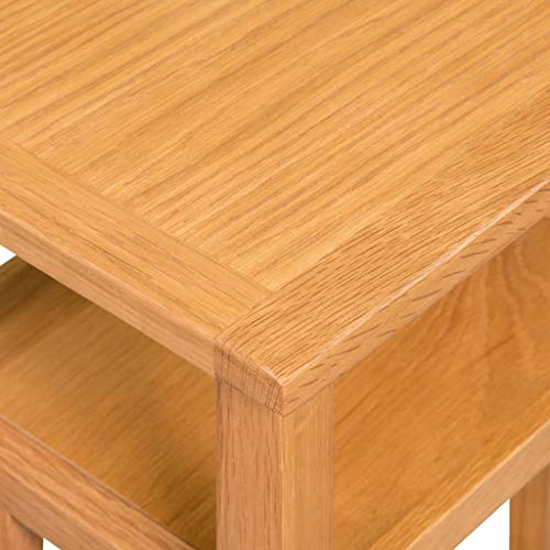 CUSON End Table with Magazine Shelf | Rustic Side Table for Living Room | Wooden Nightstand for Bedroom | Brown Solid Oak Wood 10.6" x 13.8" x 21.7"