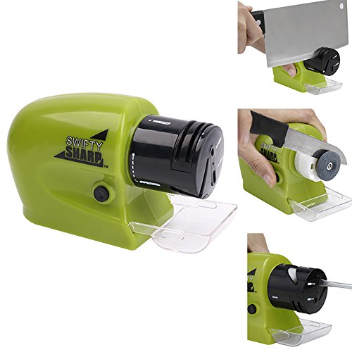 Electric Knife Sharpener -XxSl,Swifty Sharp Cordless,Motorized Knife Blade Sharpener for All-Sized Household Knives Kitchen Knife Sharpening(Green)
